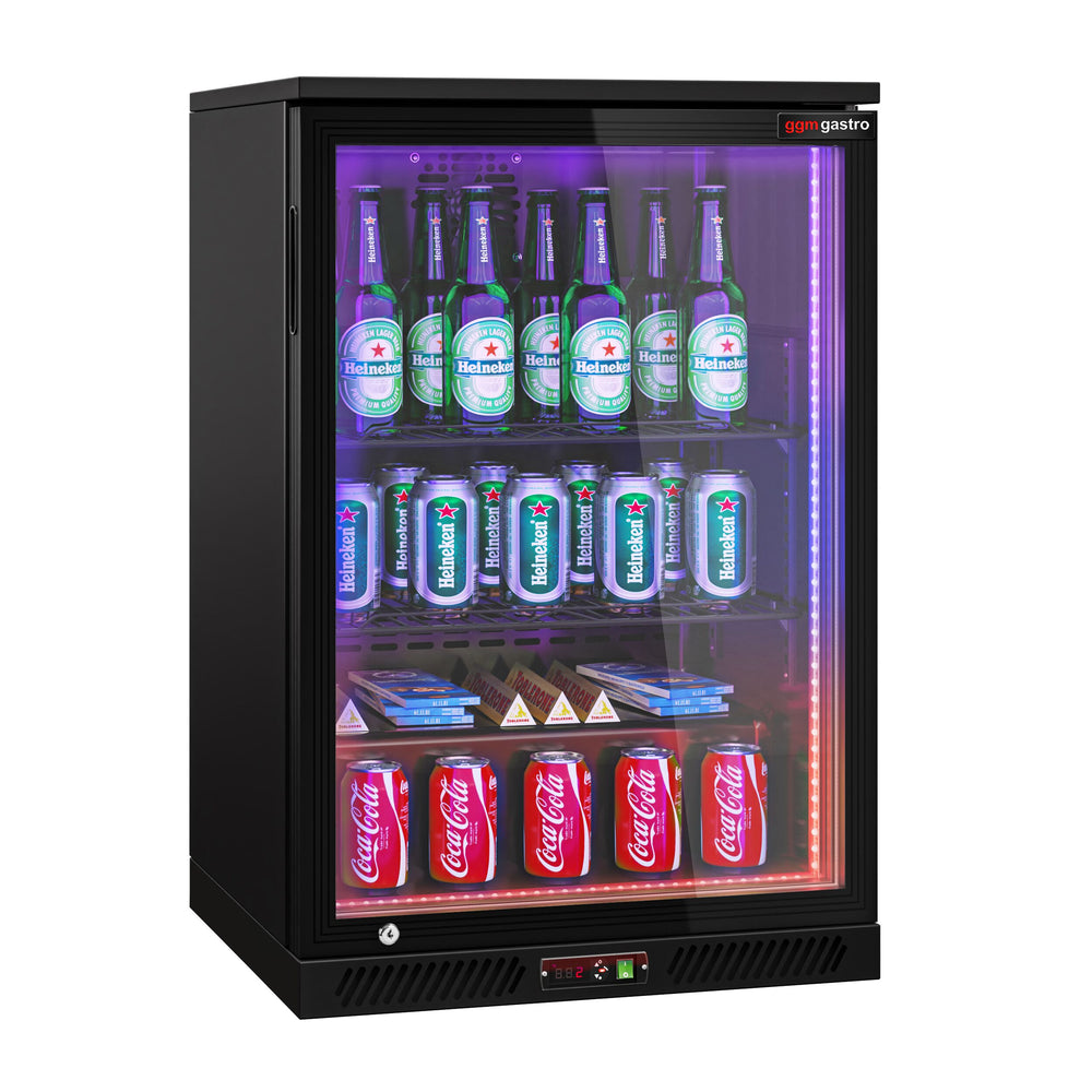 Barkøleskab - 600 mm - 130 Liter - LED-belysning og 1 hængslet dør - S